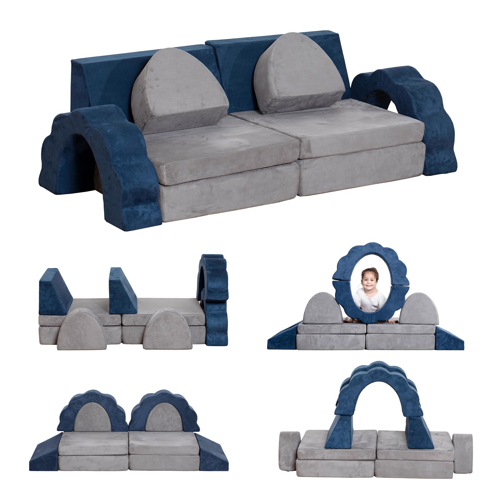 Amazon.com: Annualring Modular Kids Play Couch 10 Pcs,Toddler Play Foam ...