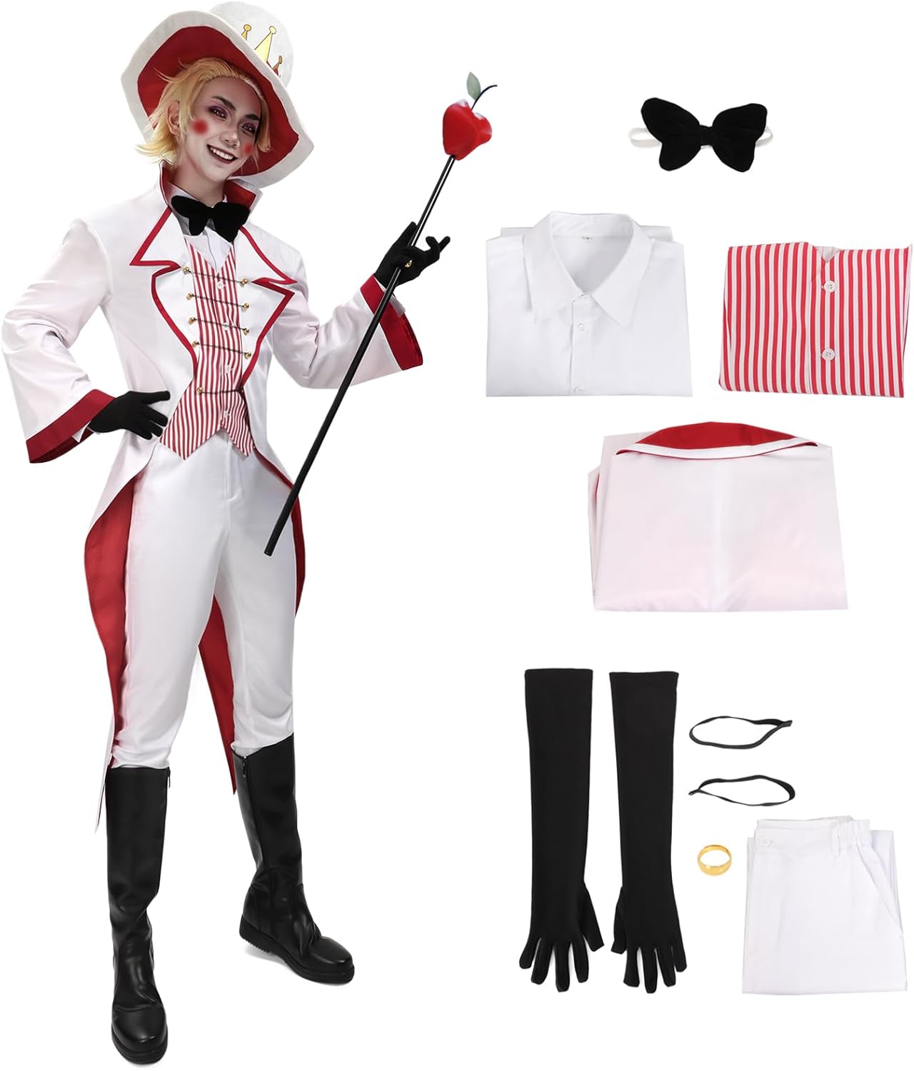 Amazon.com: C-ZOFEK Lucifer Cosplay Costume With Tuxedo Coat Vest Pants ...