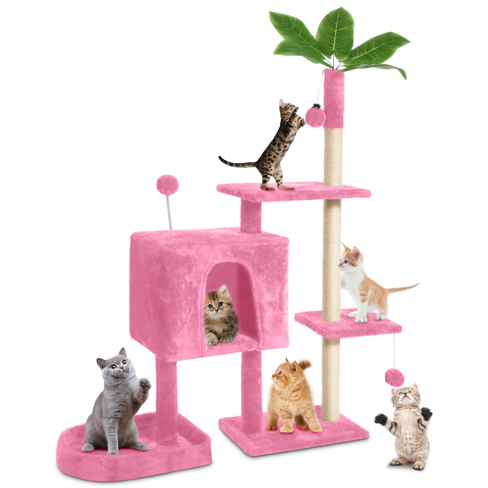 Amazon.com : TSCOMON 52" Cat Tree Cat Tower for Indoor Cats with Green ...