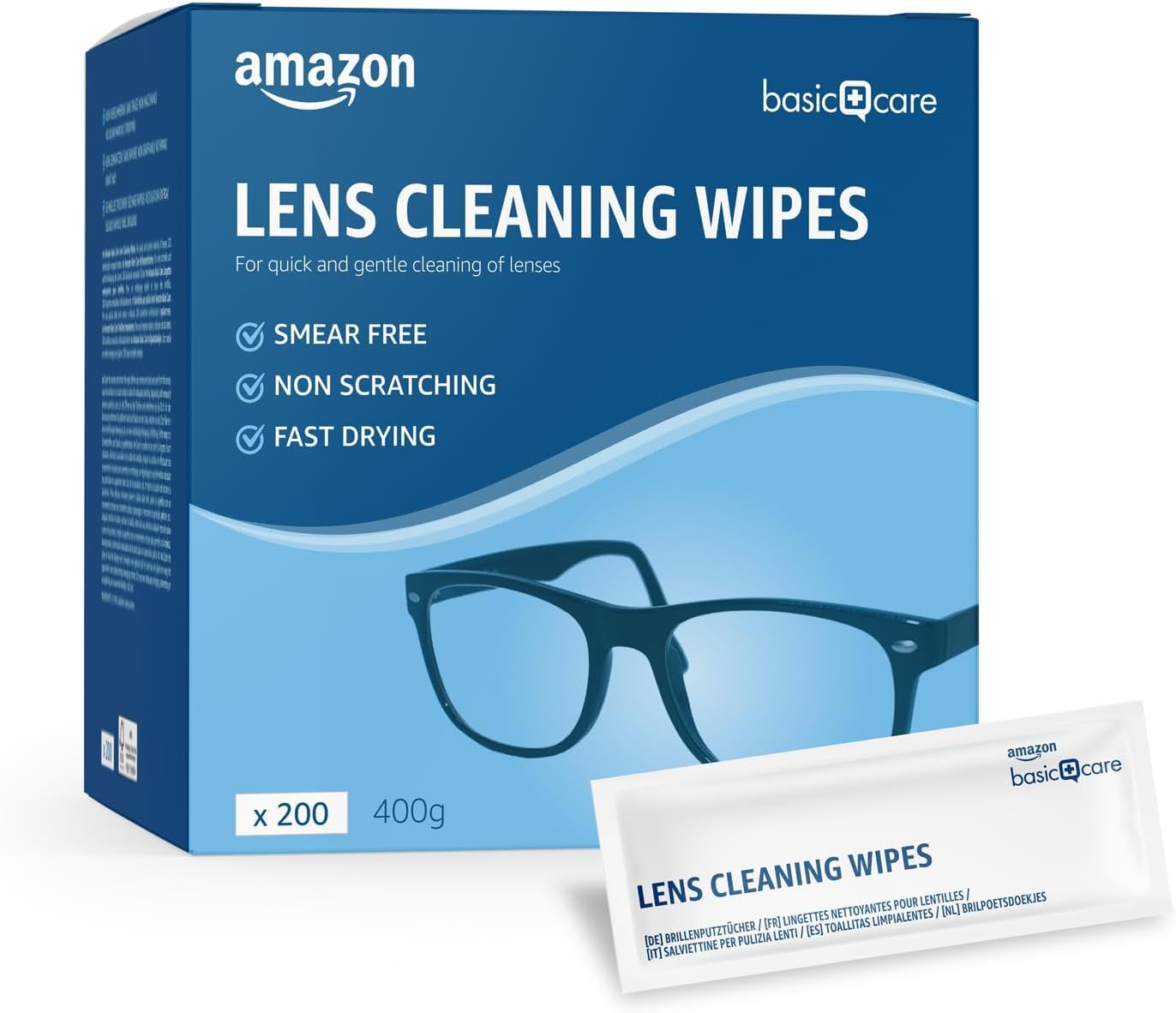 Amazon Basic Care Lingettes nettoyantes pour lentilles, Sans parfum ...
