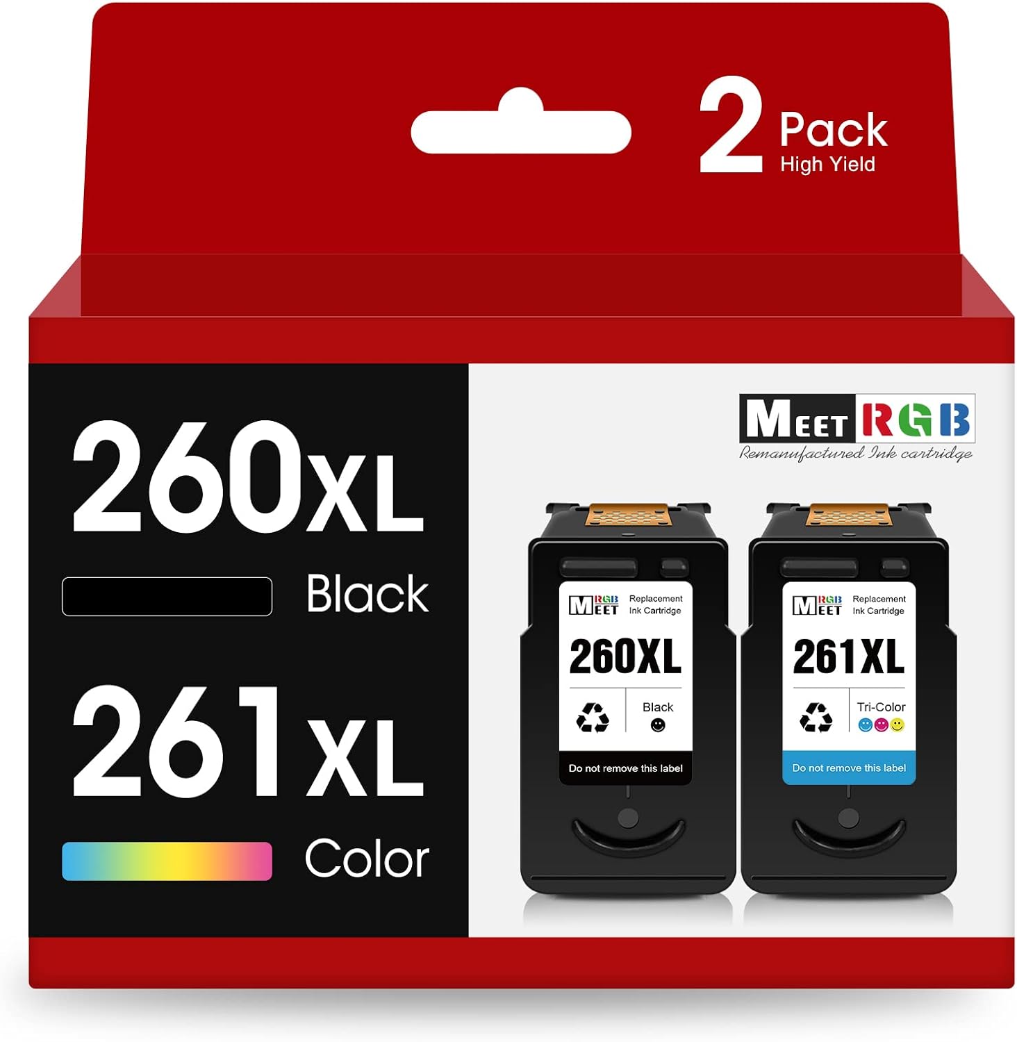 MeetRGB Remanufactured Canon 260XL 261XL Ink Cartridge PG-260 XL CL-261 ...
