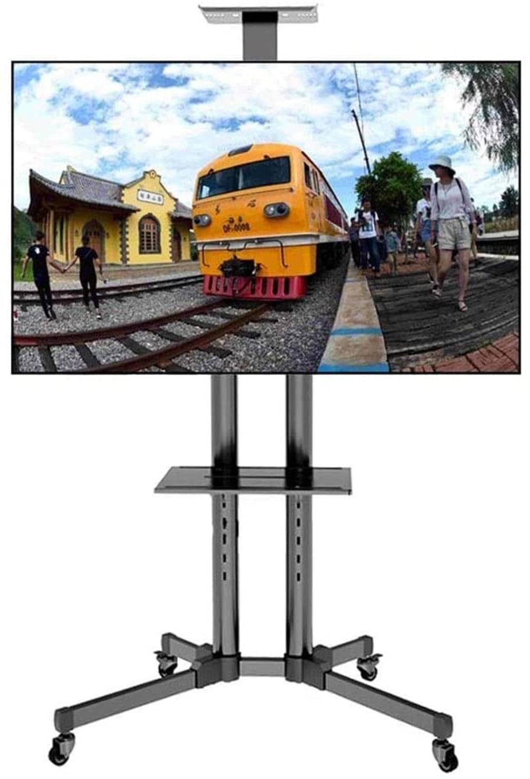 Buy CMMC Mobile TV Stand With Laptop Shelf, Lockable Wheels - Black ...