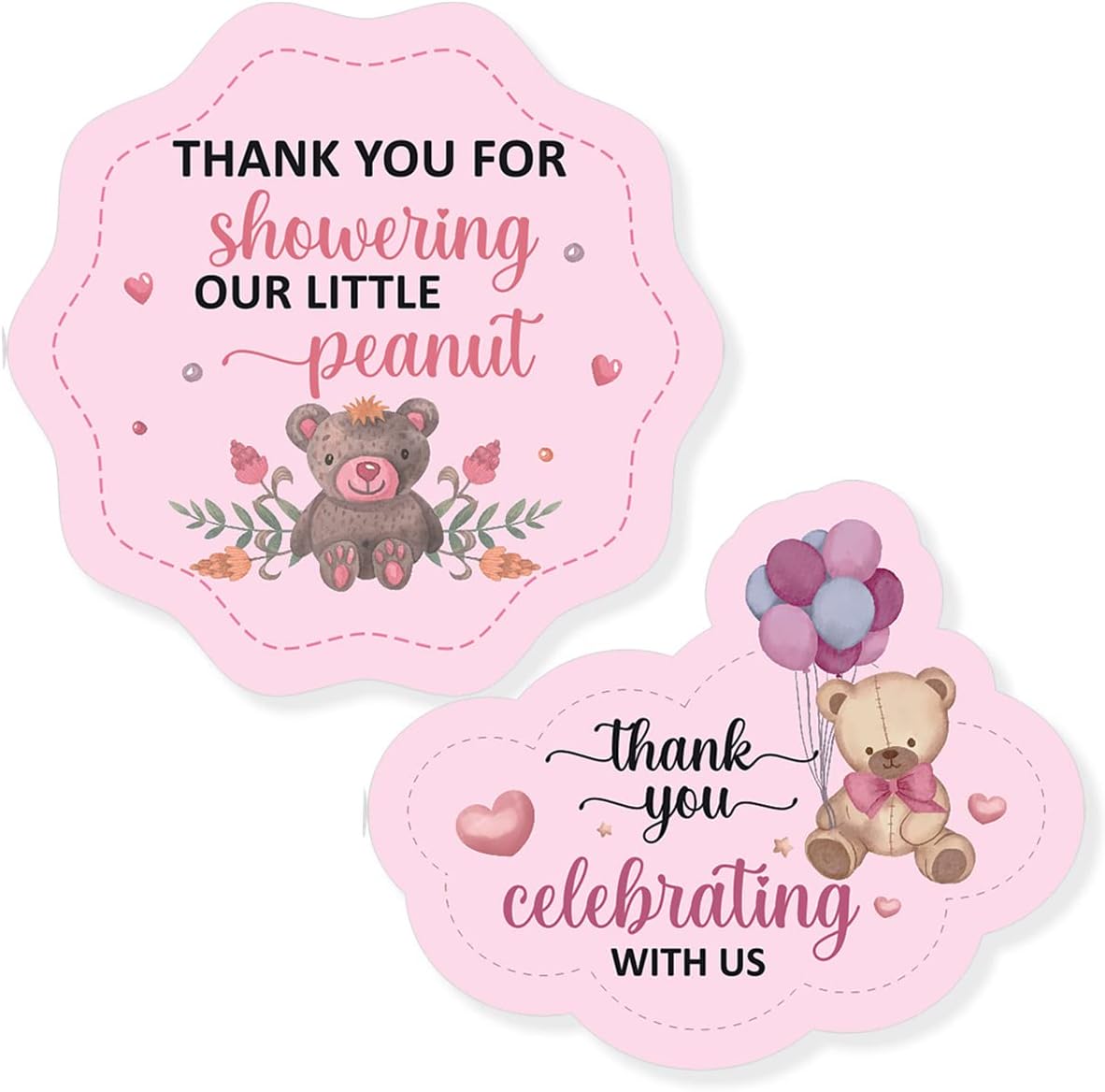 Amazon.com: 2.4 Inch Pink Bear Thank You for Celebrating with Us ...