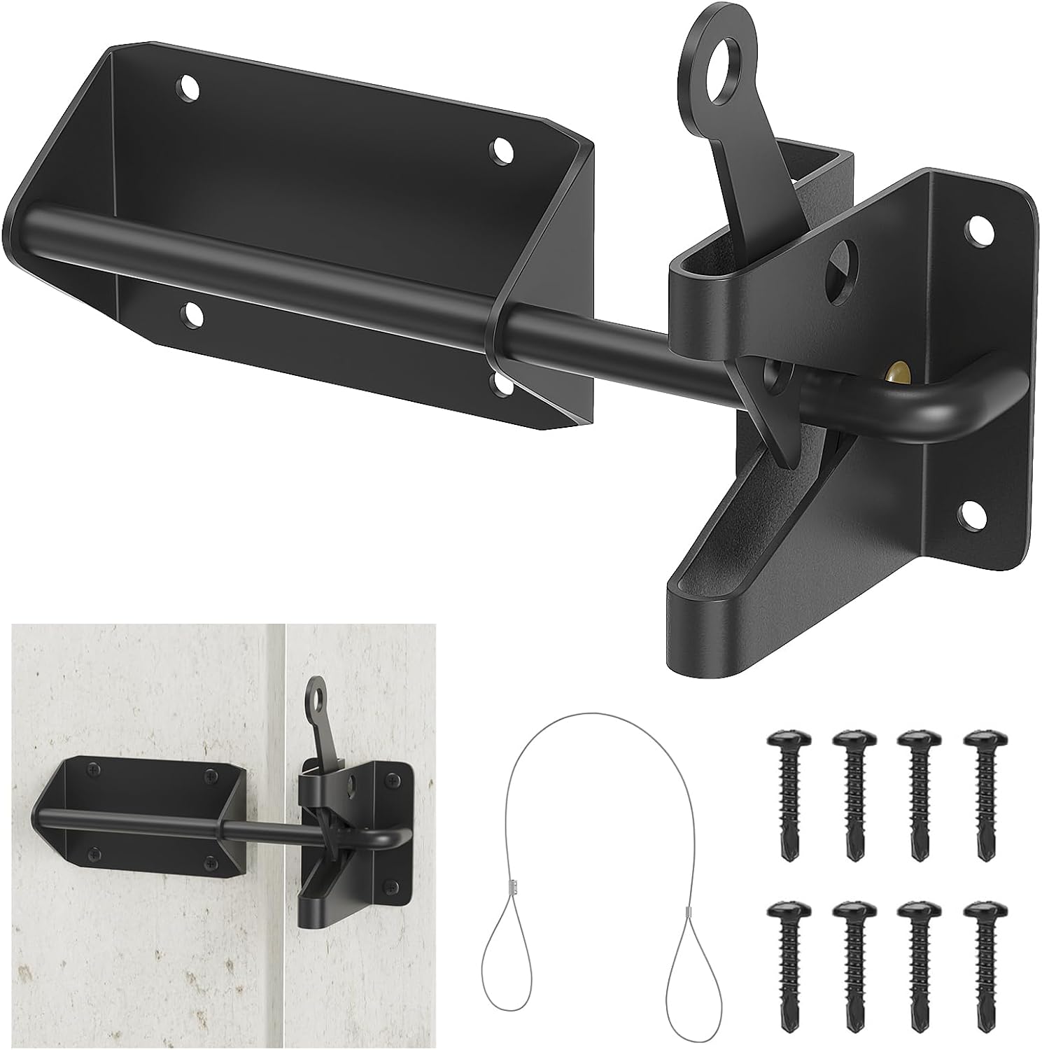 Amazon.com: Feeloco Heavy Duty Automatic Gate Latch for Wooden Fence ...