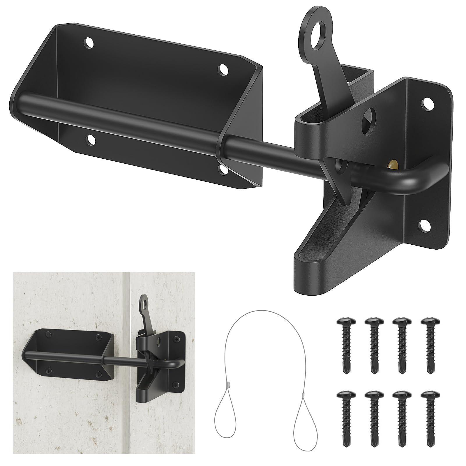 Amazon.com: Feeloco Heavy Duty Automatic Gate Latch for Wooden Fence ...