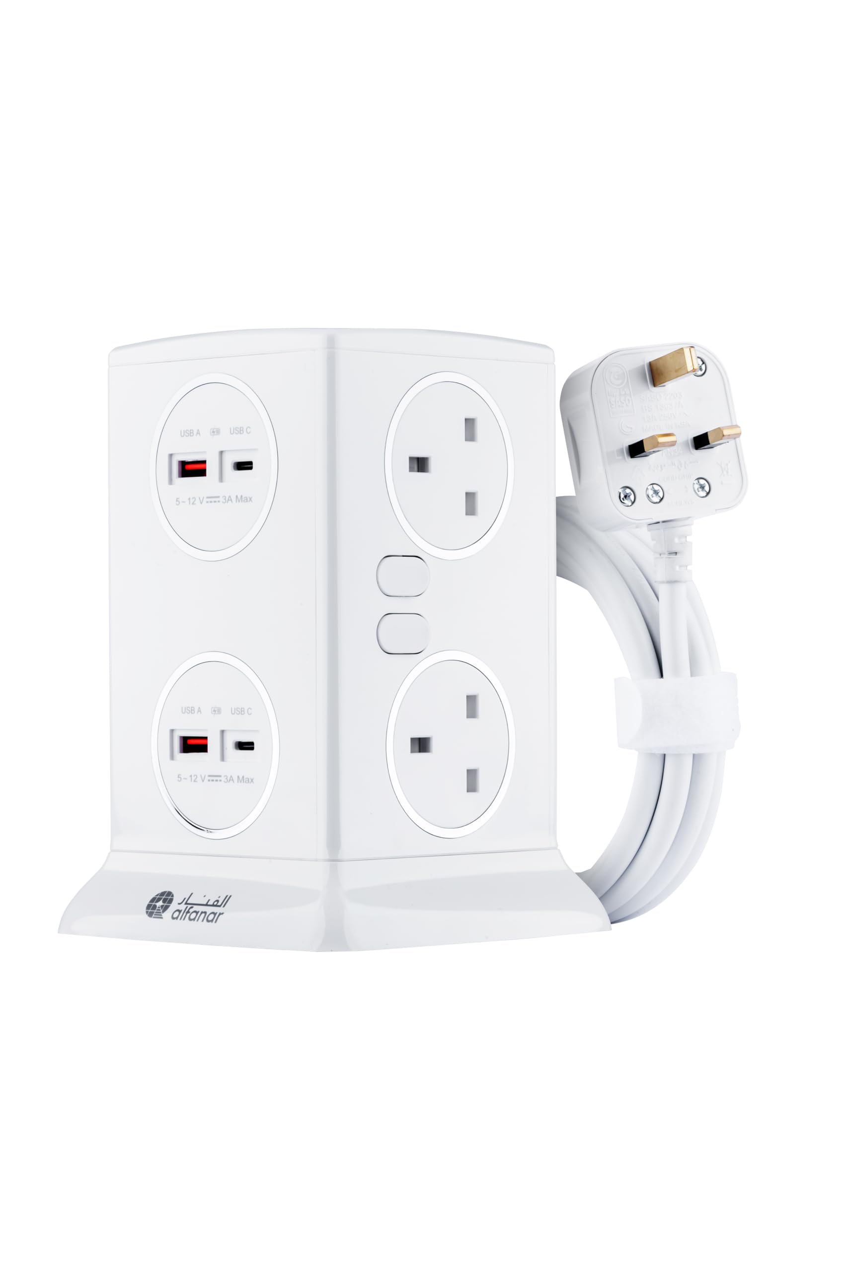 alfanar Power Extension Burj alfanar Granada 6 Sockets, 4 Fast Charge ...