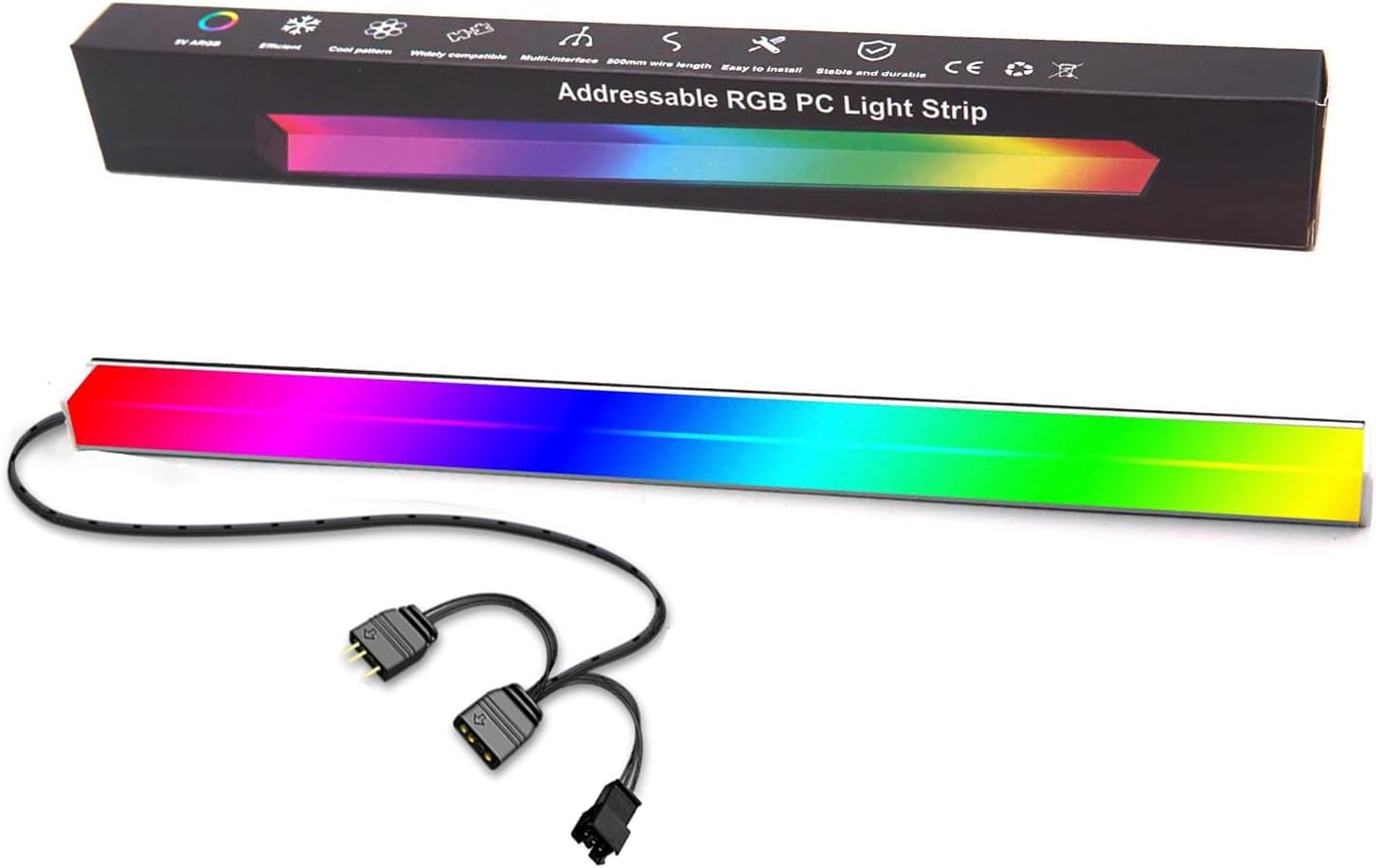YSRSAI 30CM PC ARGB LED Streifen,38 Led Lichter 5V 3Pin Gaming Strip ...
