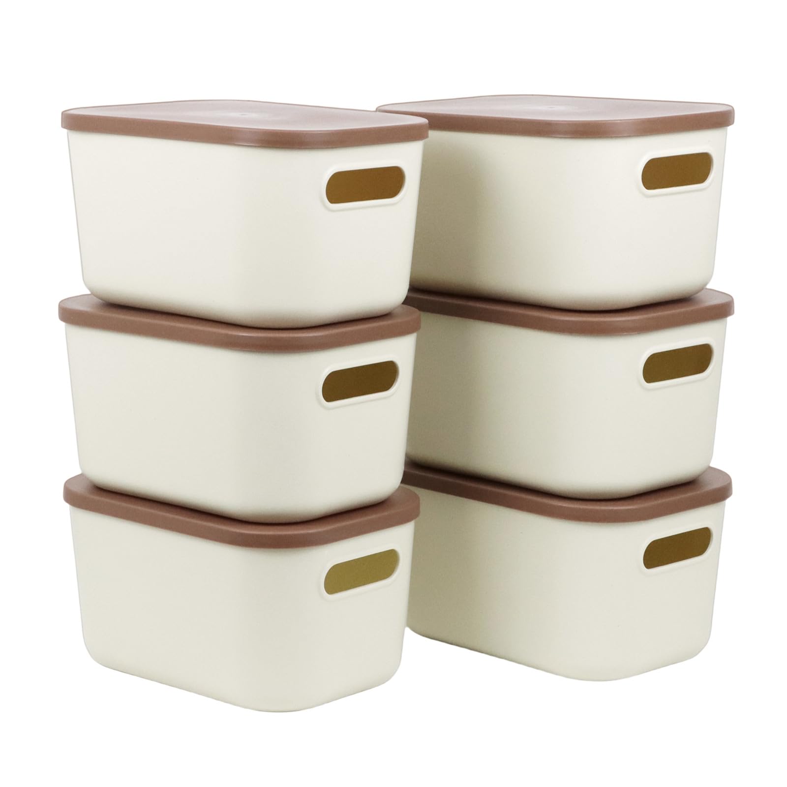 Amazon.com - 6Pcs Small Storage Bins with Lids, Stackable Plastic ...
