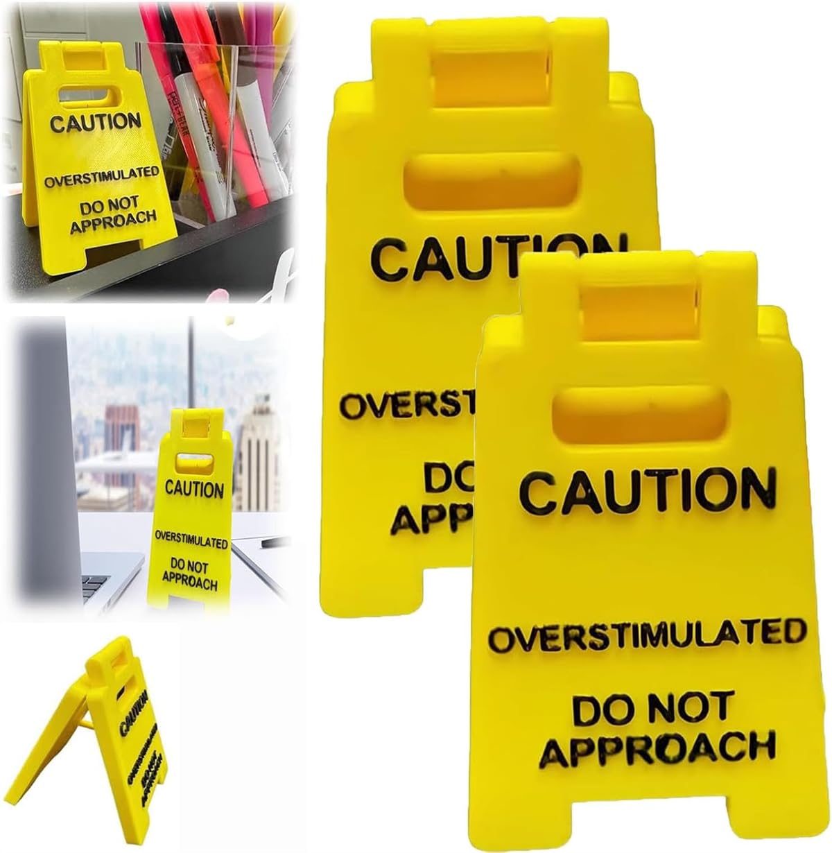Funny Mini Caution Overstimulated Do Not Approach Desk Sign