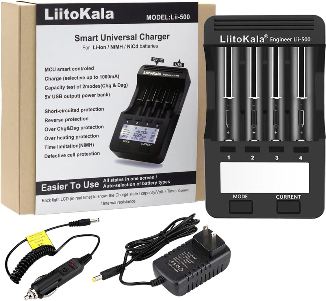 Amazon.com: LiitoKala Lii-500 18650 Battery Charger Smart Universal Charger LCD Display for ...