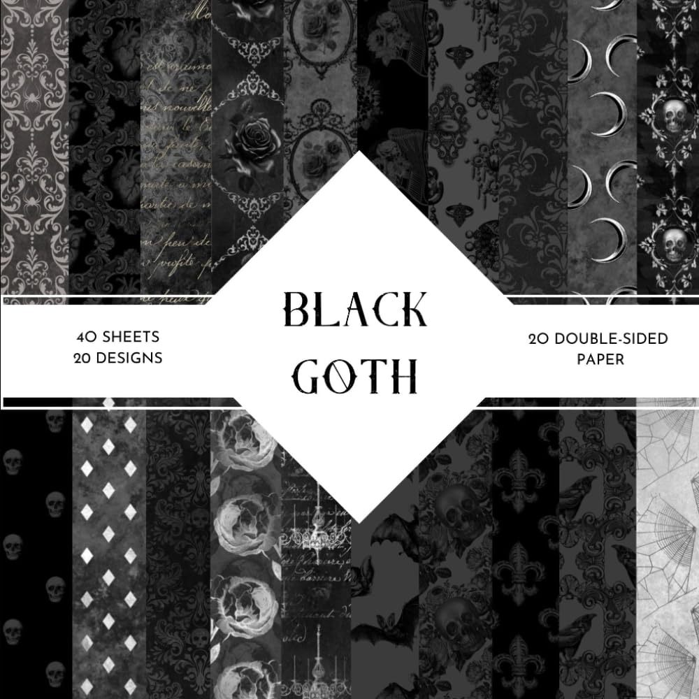 Amazon.com: Black Goth Scrapbook Paper: | 8,5 x 8,5 size | 40 patterned ...
