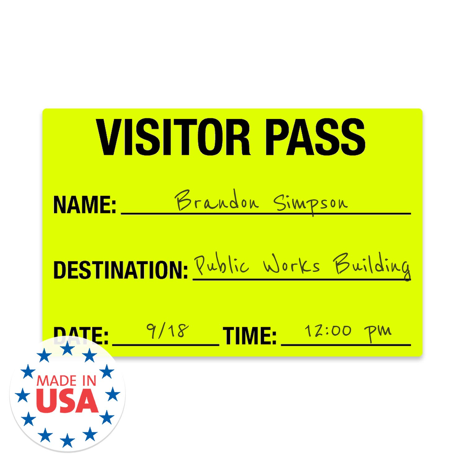 Snapklik.com : Chartreuse Visitor Pass / 500 Fluorescent Yellow ID ...