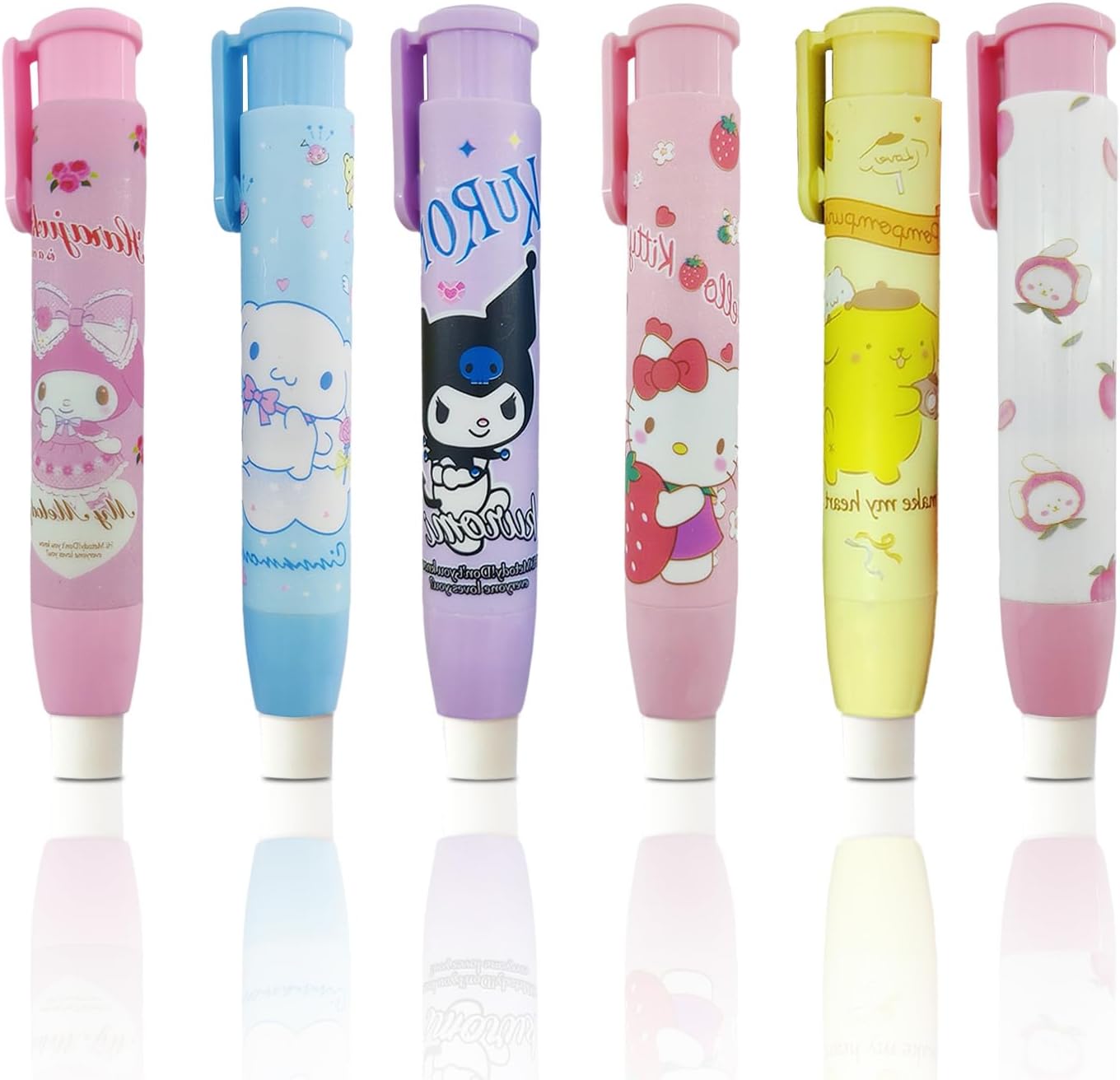 Amazon.com : 6Pcs Cute Creative Stationery Erasers for Kids Retractable ...