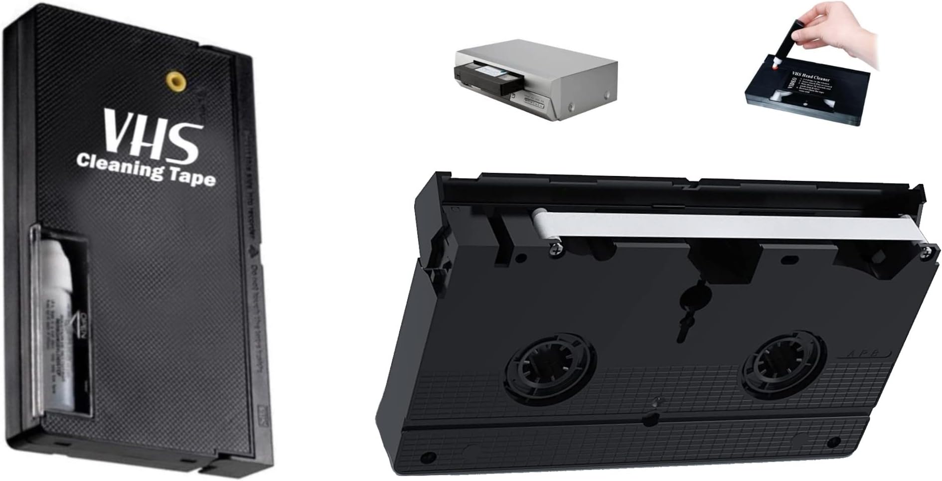 Amazon.com : VCC VHS/VCR Wet Head Cleaner Tape, Video Head Cleaning Kit ...