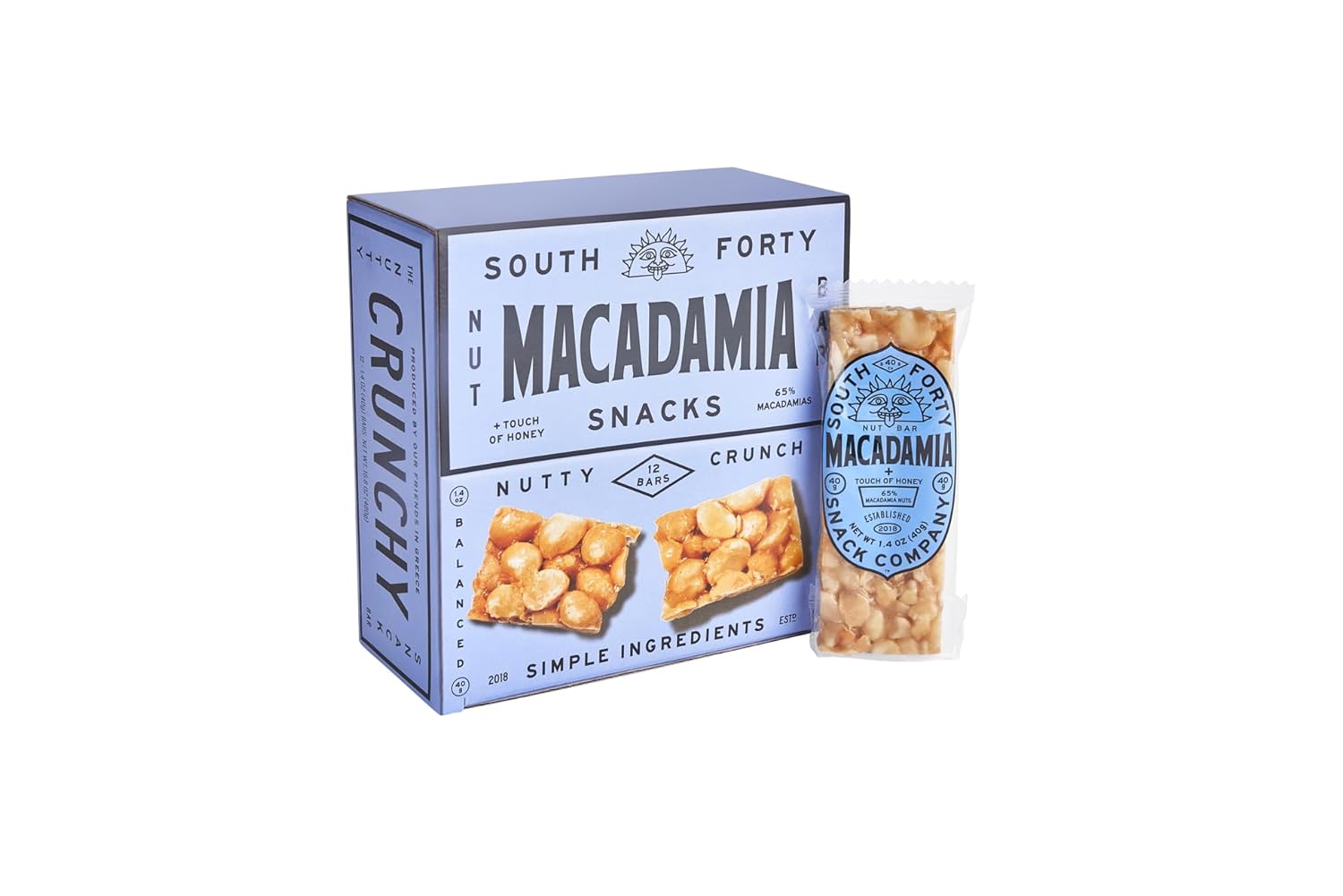 Amazon.com: South 40 Snacks Macadamia Nut Bar, Extra Crunchy Nut Snack ...