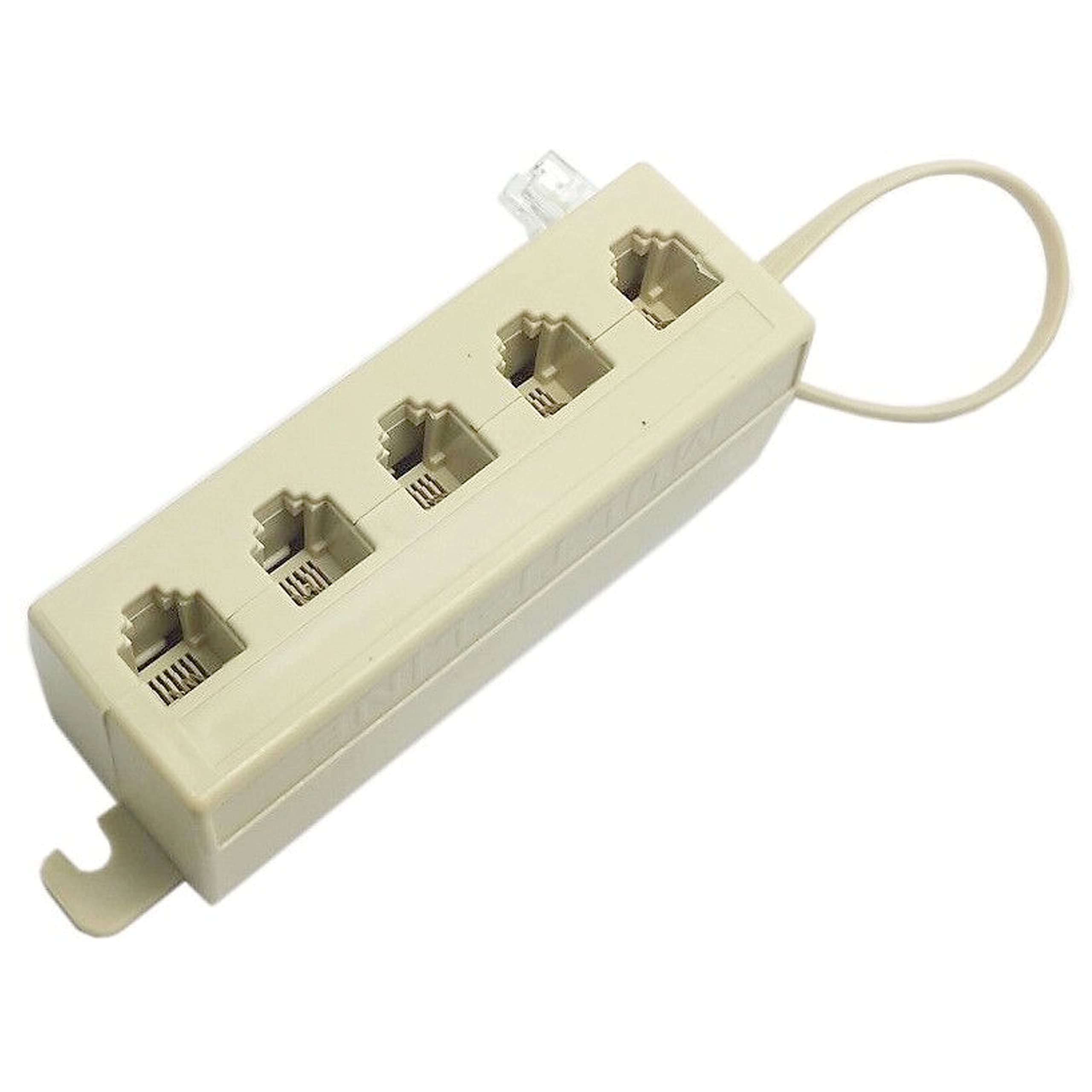 Amazon.com: Home Telephone 5-Way Modular Outlet Landline Jack Cable ...