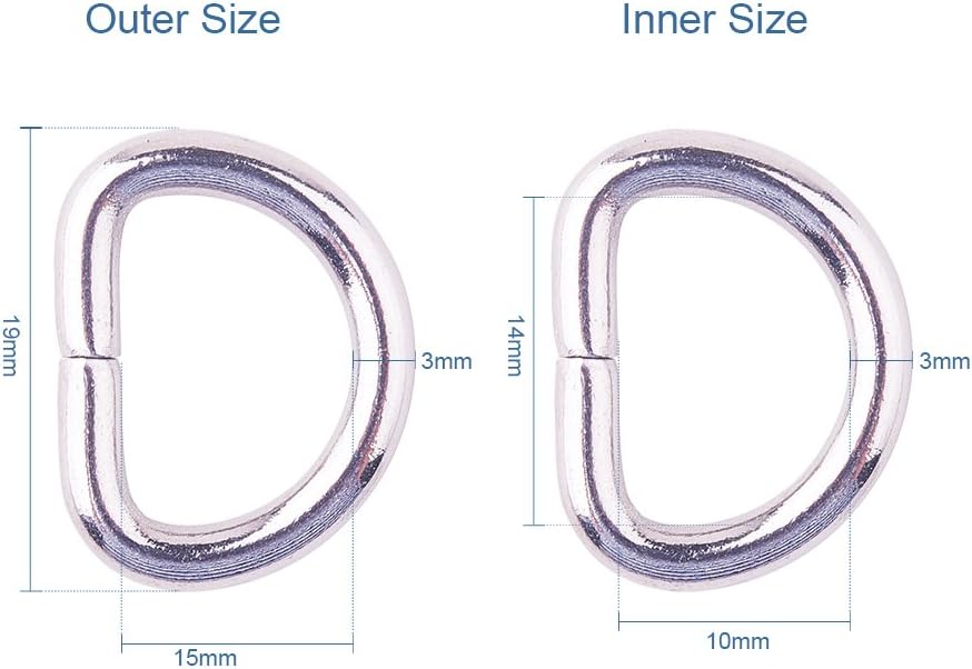 PandaHall Elite 50 pcs 304 Stainless Steel Solid Open D Rings, inner ...