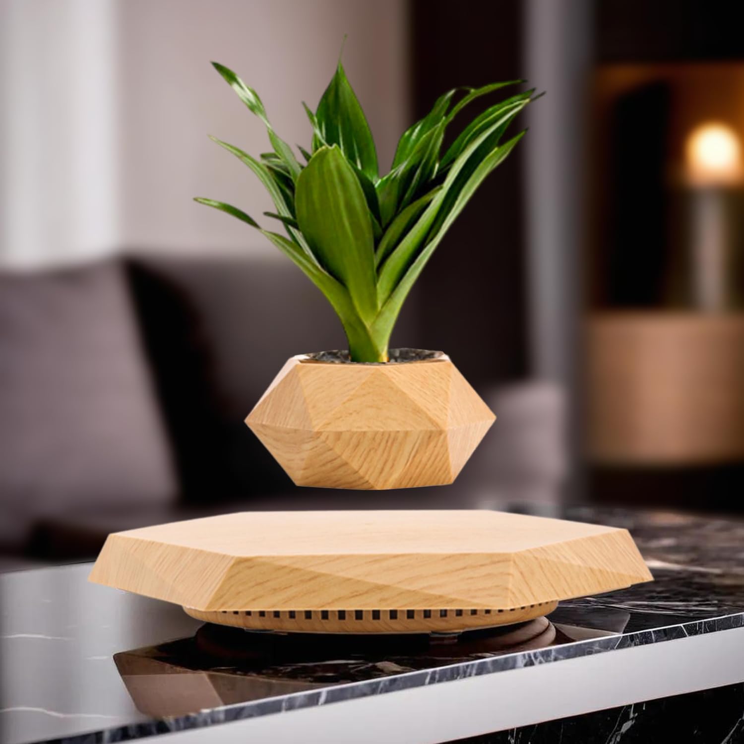 Ekhasa Brown Magnetic Levitating Flower Pot | Levitating Plant Pot ...