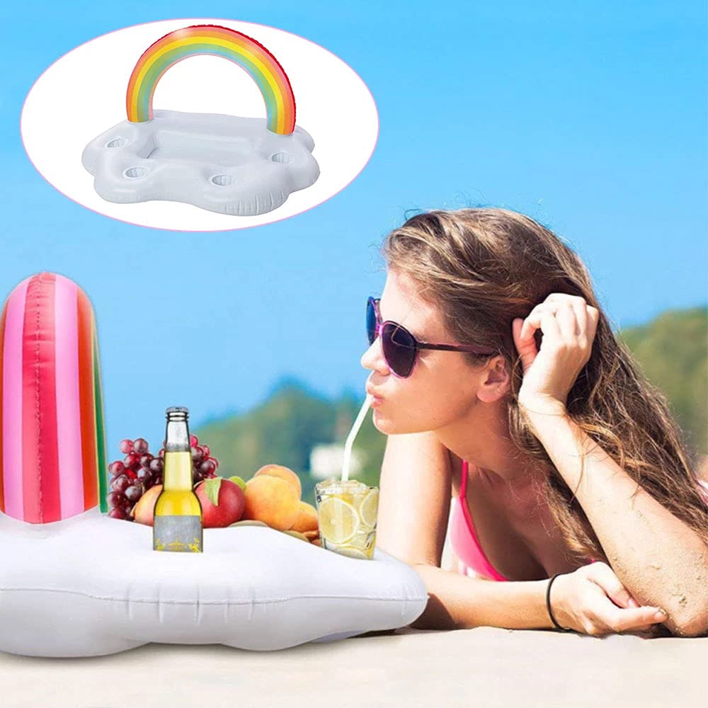 Snapklik.com : Newmemo Rainbow Cloud Floating Drink Holder Pool Drink Holder Floats Inflatable ...
