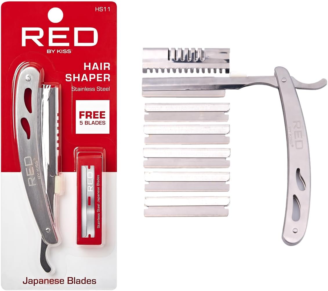 Amazon.com: Annie Stainless Steel Hair Shaper Straight Razor W/ 5 Free ...