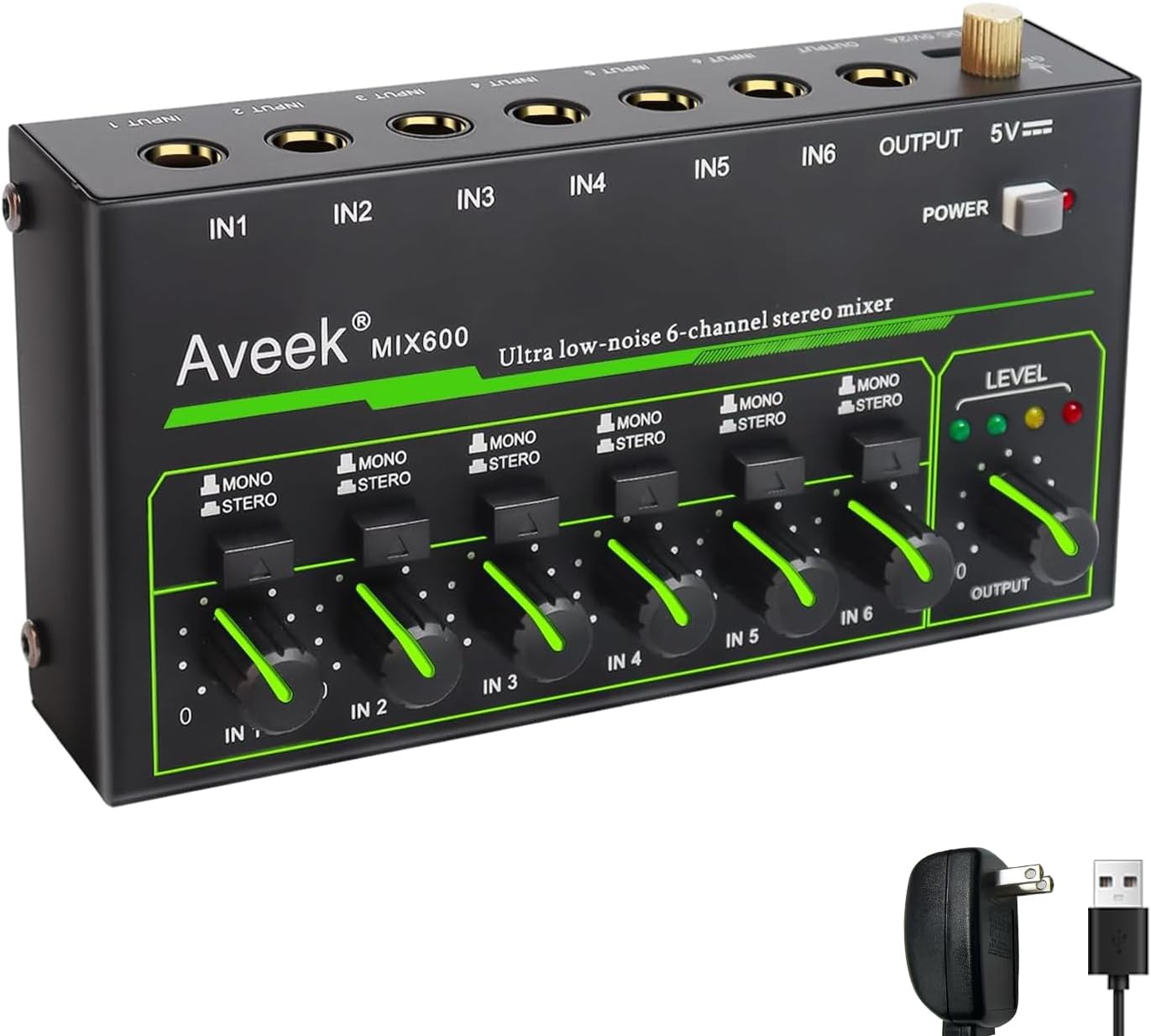 Amazon.com: Aveek 6 Channel Mixer - Mini 6 Stereo Audio Mixer, Low-Noise for Precision Sub ...