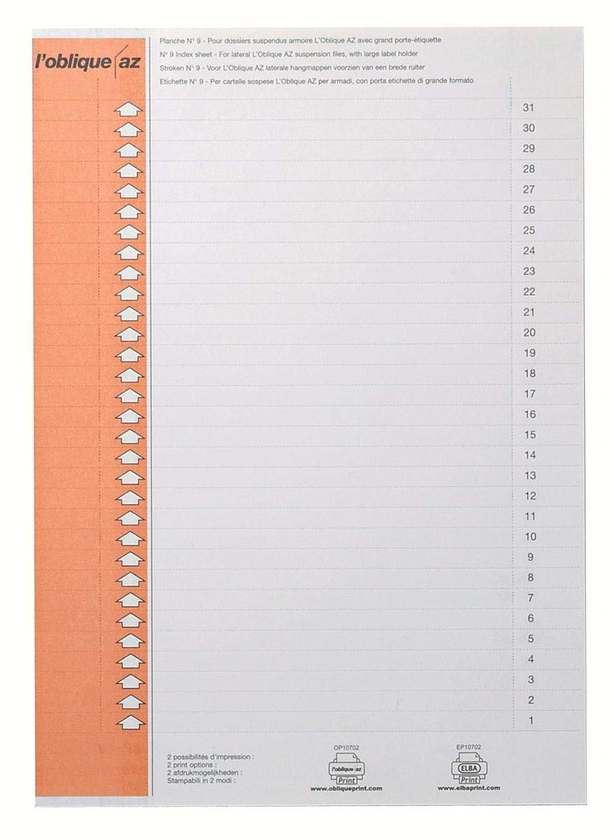 Elba A4 Inserts for Lateral Suspension Files - White (Pack of 10 ...