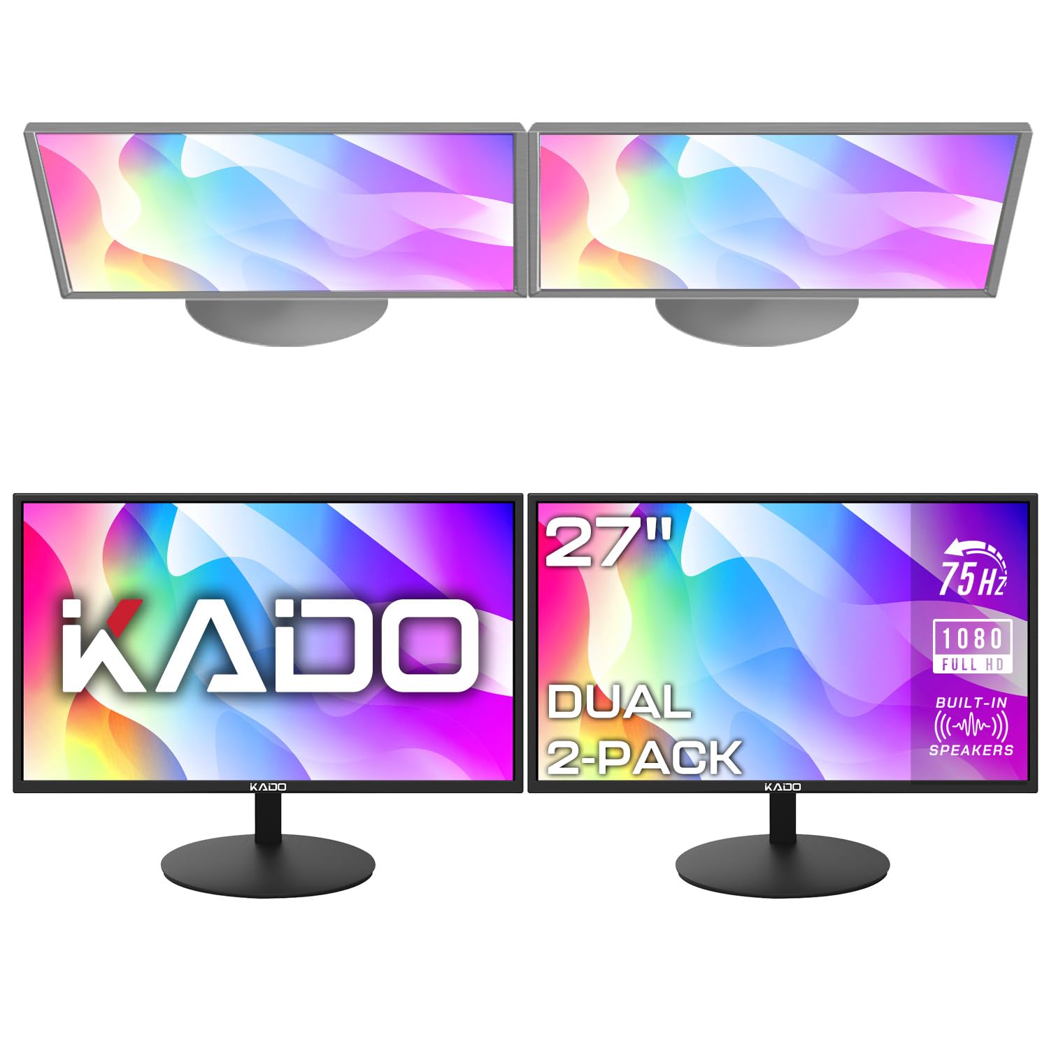Amazon.com: Kado Dual Monitor Setup - 2-Pack 27" 1920x1080 Computer ...