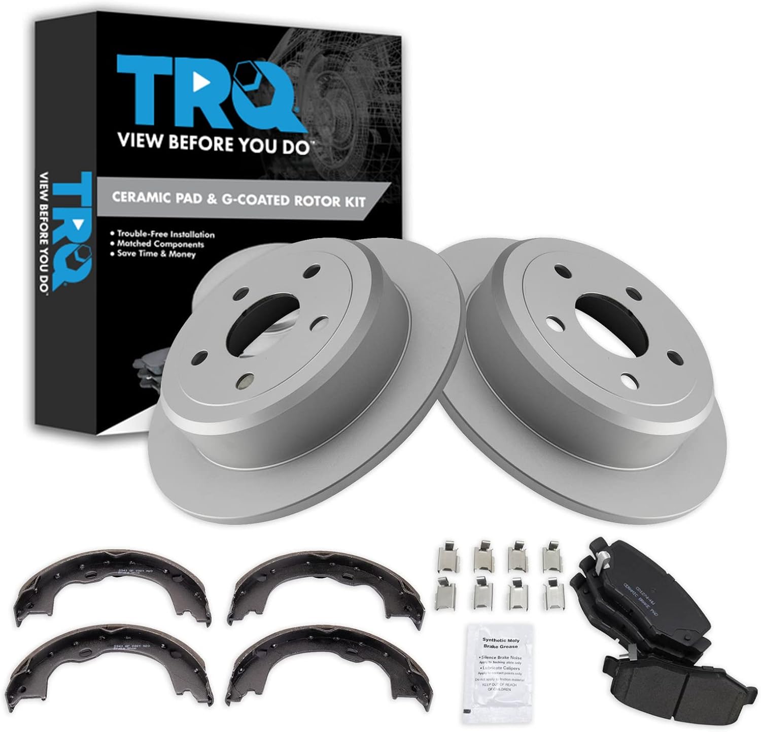 Amazon.com: TRQ Rear Brake Pad & Rotor Kit Brake Pads Brake Rotor ...