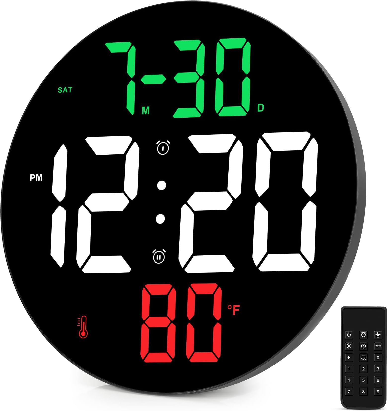Amazon.com: QUIGO Large Digital Wall Clock Battery Operated Display Day ...
