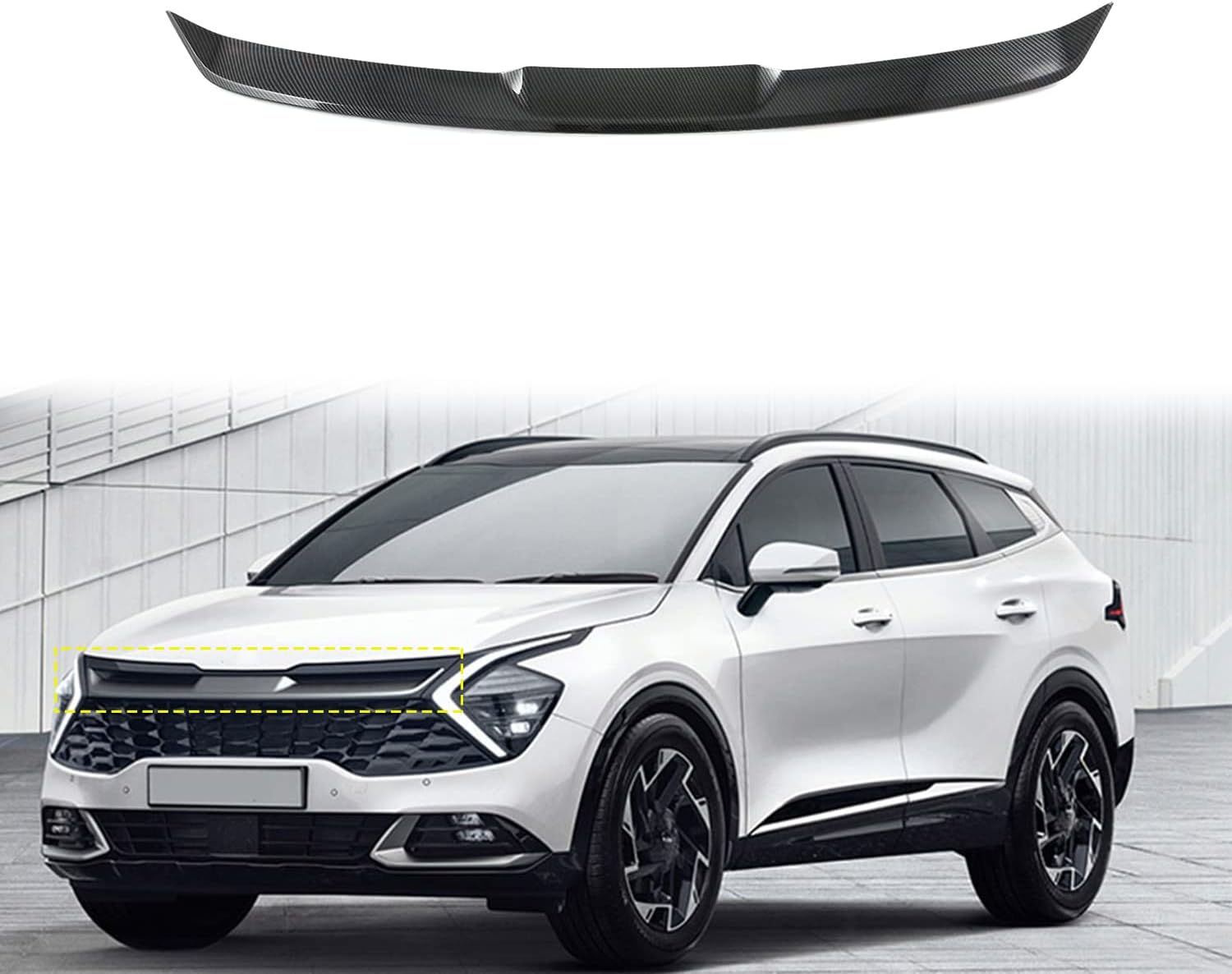 Amazon.com: Hyorabyn Front Center Grille Cover for Kia Sportage NQ5 2023 2024 Carbon Fiber Color ...