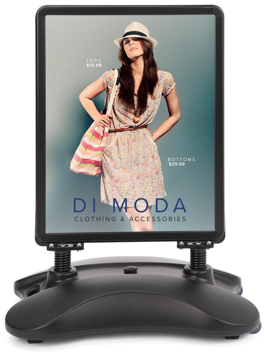 Displays2go Outdoor Sidewalk Snap Open Sign Frame, Wheeled Base, 22x28 ...