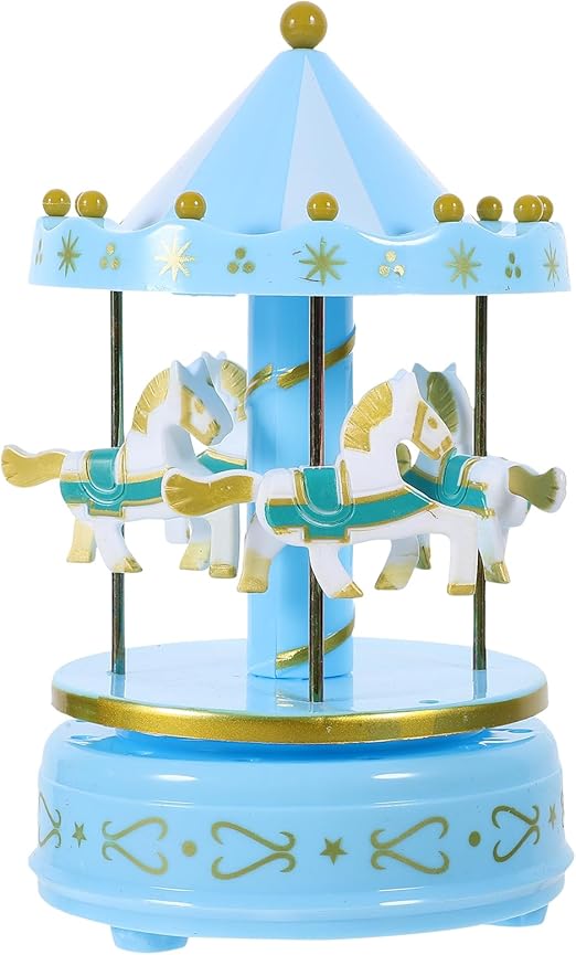 Amazon.com: Toyvian Vintage Decor Mini Carousel Music Carousel ...