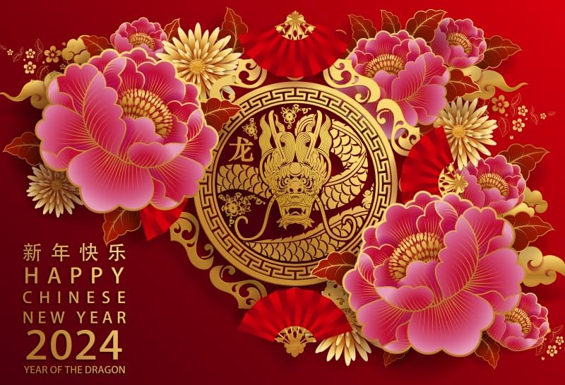 Leowefowa Chinese New Year of The Dragon Backdrop 7x5ft Lunar New Year ...