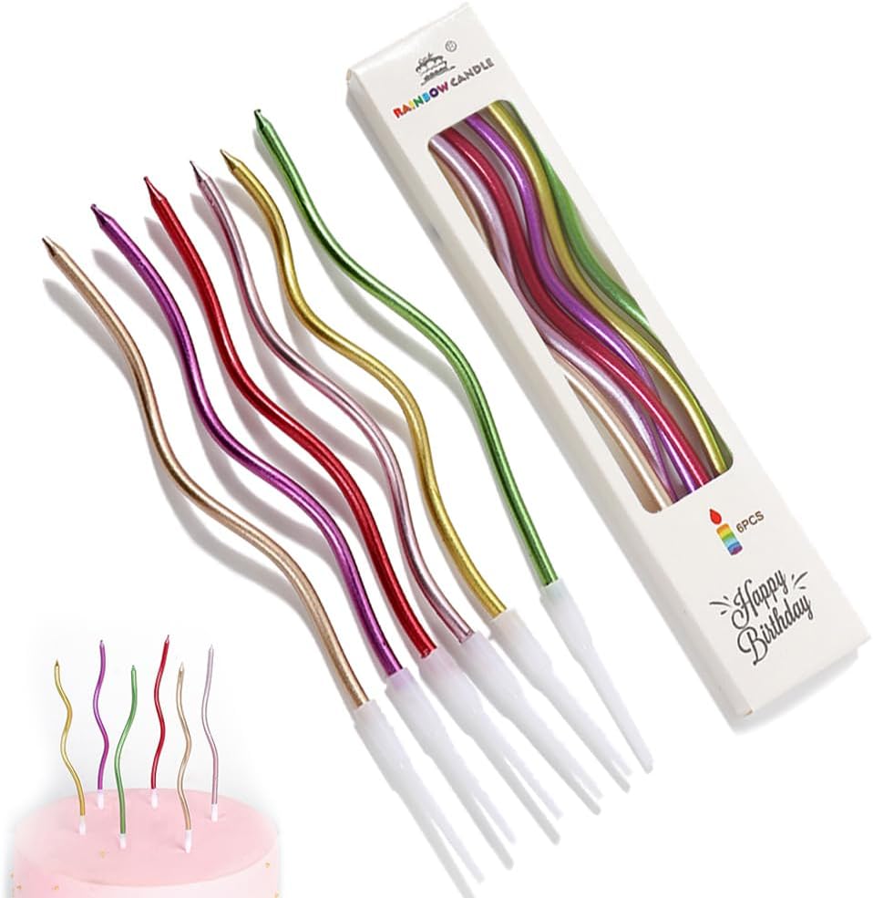 Belegao 6pcs Spiral Birthday Candles for Cake - Colorful Birthday Cake ...