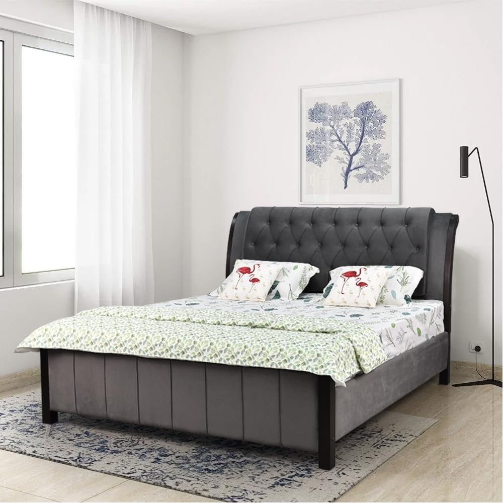 Royaloak Hector King Bed with Upholstery | Solid Wood Upholstery ...