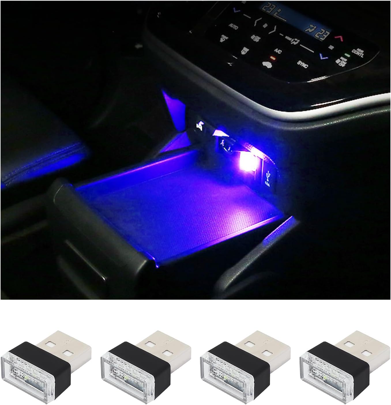 Amazon.com: Augeny 4 PCS USB LED Car Interior Atmosphere Lamp, Plug-in USB Decor Night Light ...