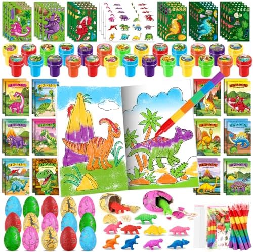 Amazon.com: BenLouis 168Pcs Dinosaur Party Favors Dino Theme Coloring ...