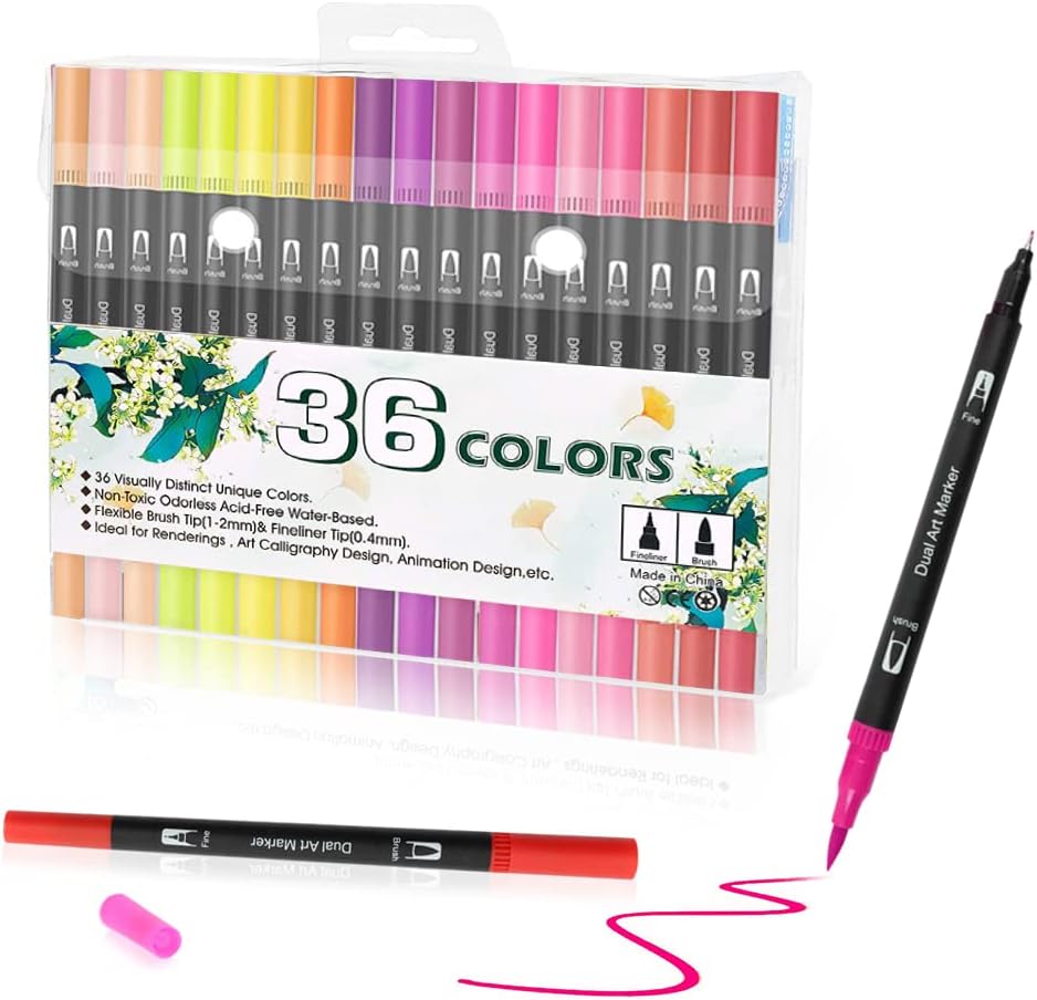 IFORU Plumones Punta de Pincel 100 Colores, Rotuladores de Dibujo con ...