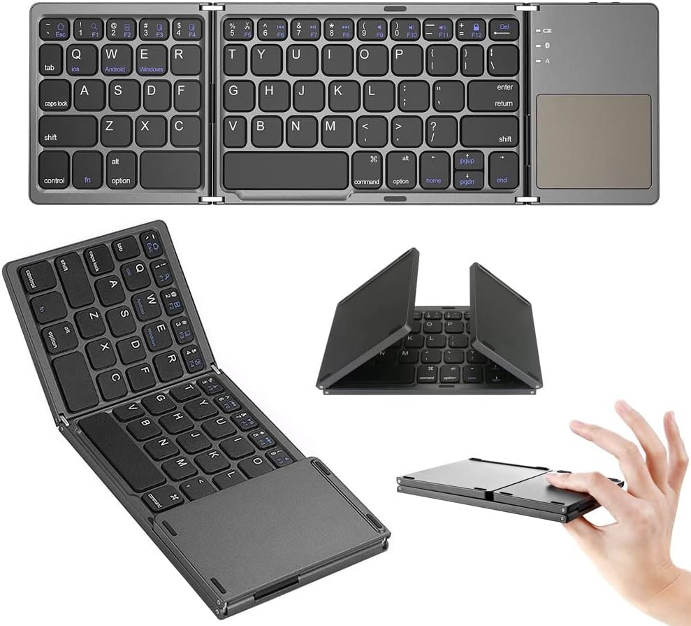 Folding Bluetooth Keyboard, Portable Mini Ultra-Slim Wireless Keyboard ...