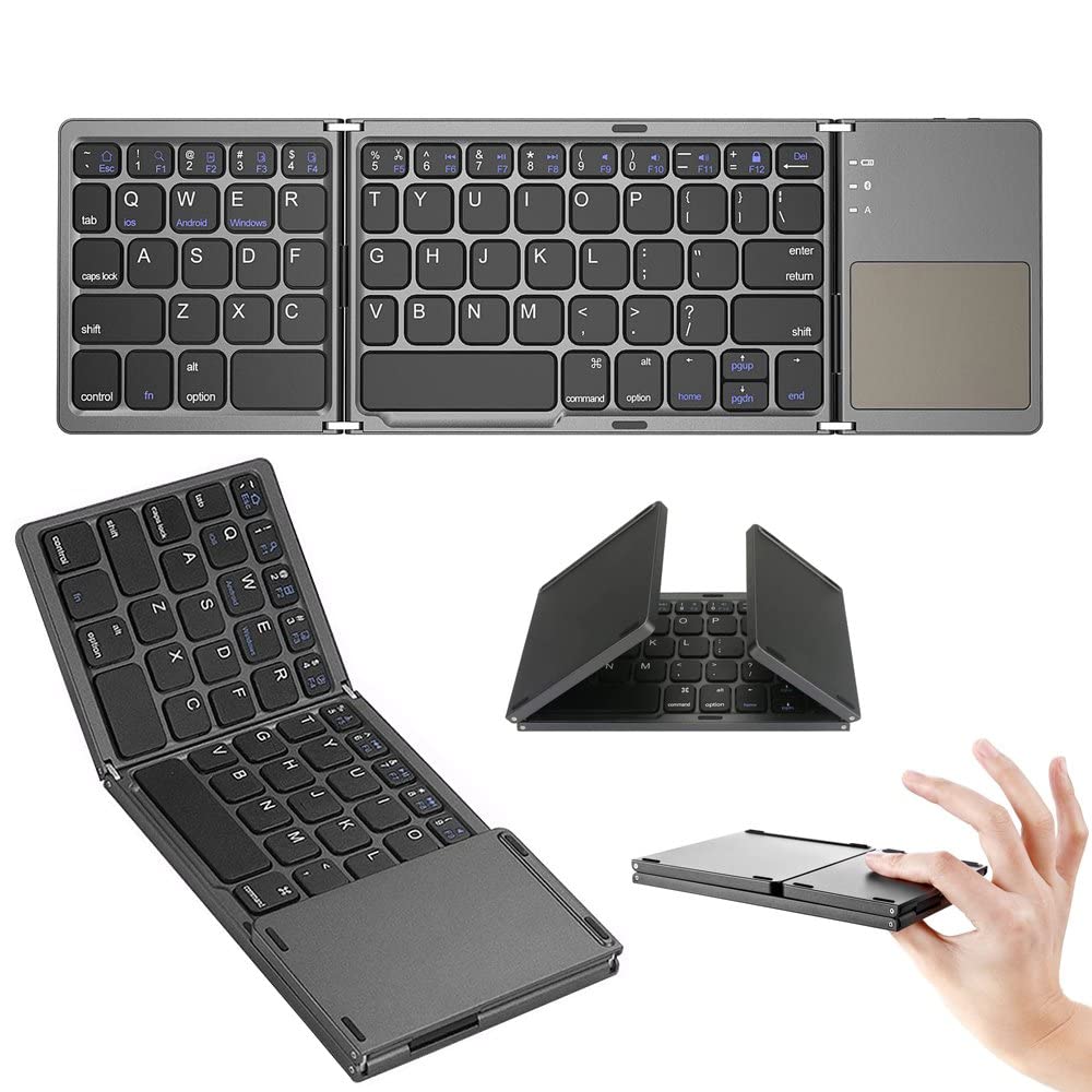 Folding Bluetooth Keyboard, Portable Mini Ultra-Slim Wireless Keyboard ...