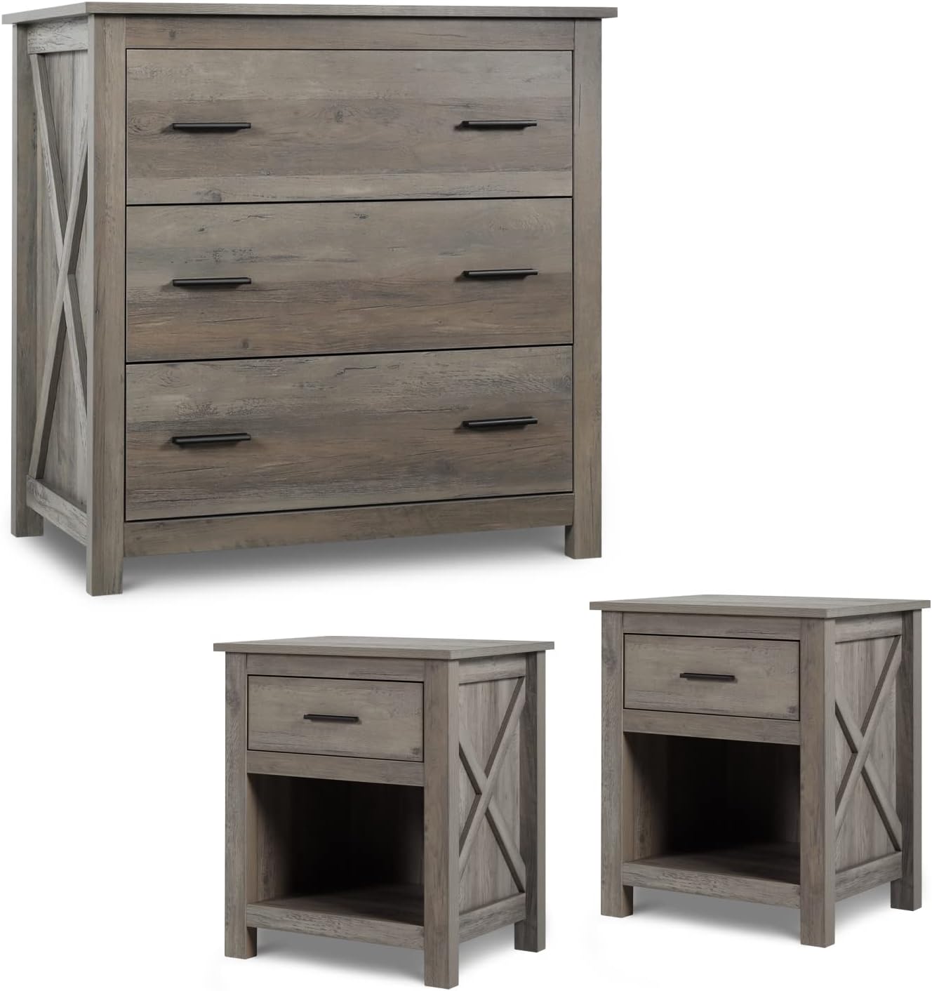 Amazon.com: LTMEUTY Wooden Bedroom Set - 3 Pieces Dresser and Night ...