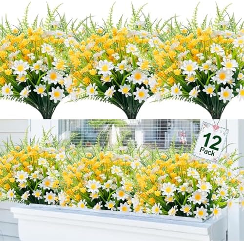 Amazon.com: 8 Bundles Artificial Fake Flowers, Daisy Flowers with ...