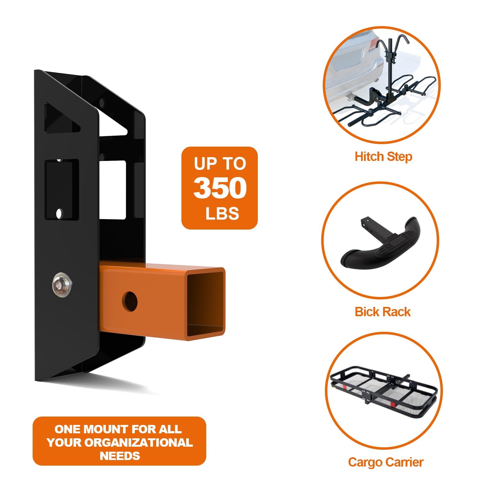 Snapklik.com : Hitch Wall Mount 2 In Receiver, Max Hold Up To 350LBS ...