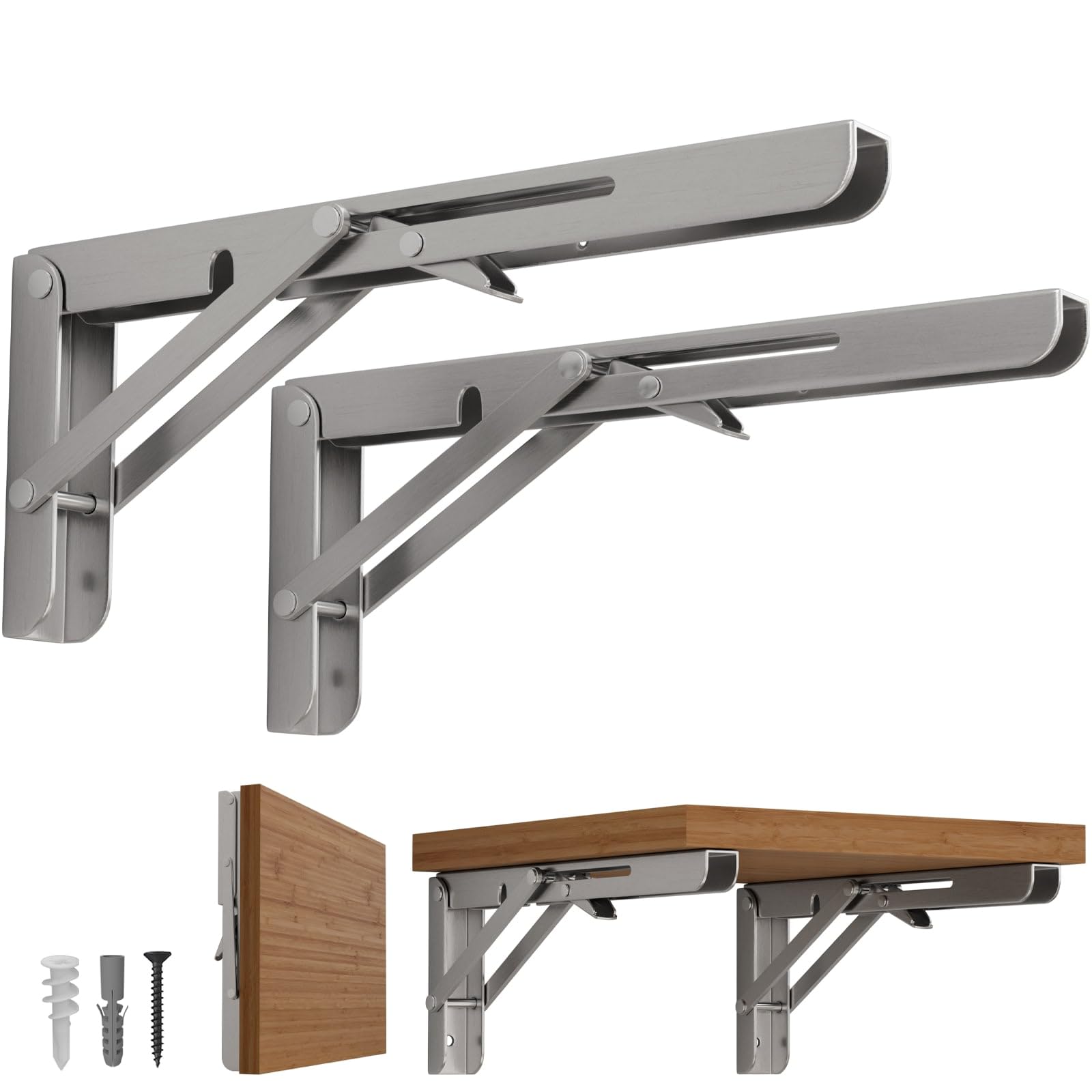 Amazon.com: LEOPO 20 inch Folding Shelf Brackets, Stainless Steel Heavy ...