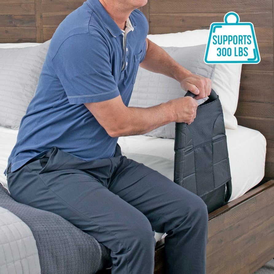Able Life Bedside Mighty Rail, Padded Rail with Organizer Pouch for ...