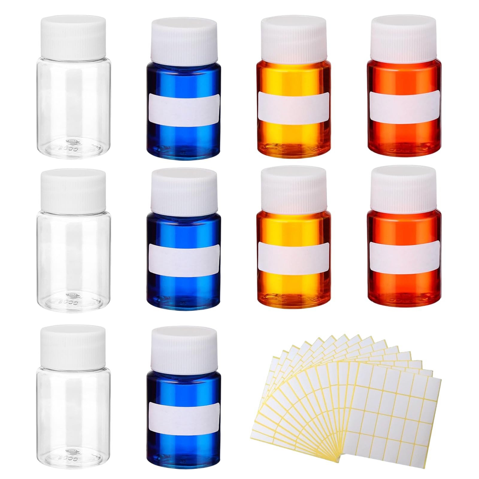 10 Pcs 30ml Pill Bottle, Portable Pill Bottles with 13 Stickers ...