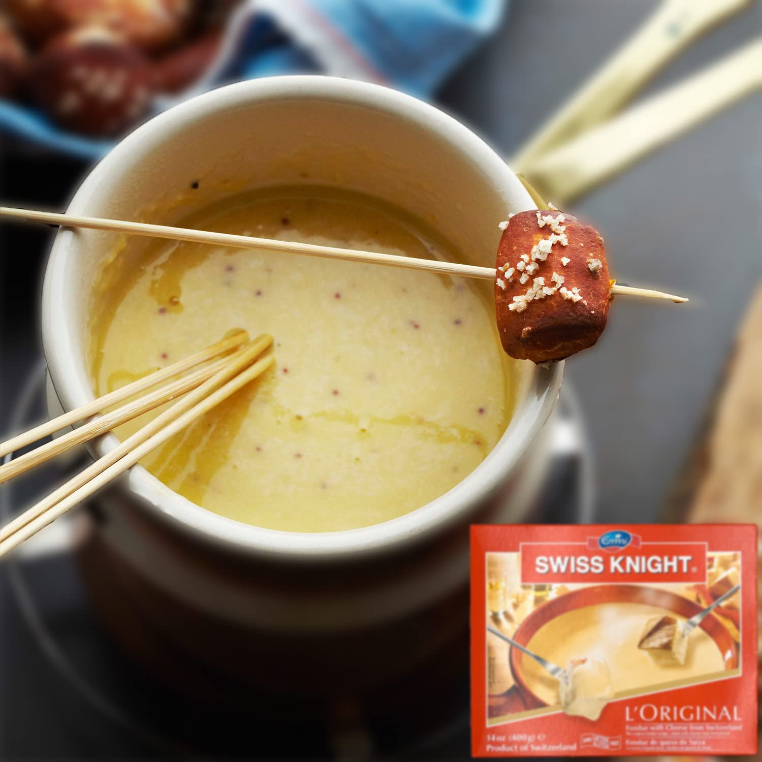 Swiss Knight Fondue con brochetas de bambú Erbies LOriginal Cheese from ...