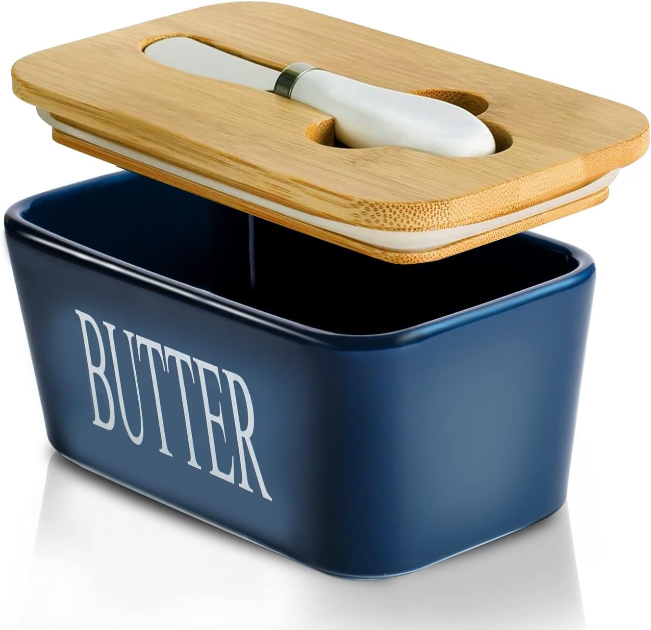 Amazon.com | Hasense Ceramic Butter Dish, Large Butter Dish with Lid ...