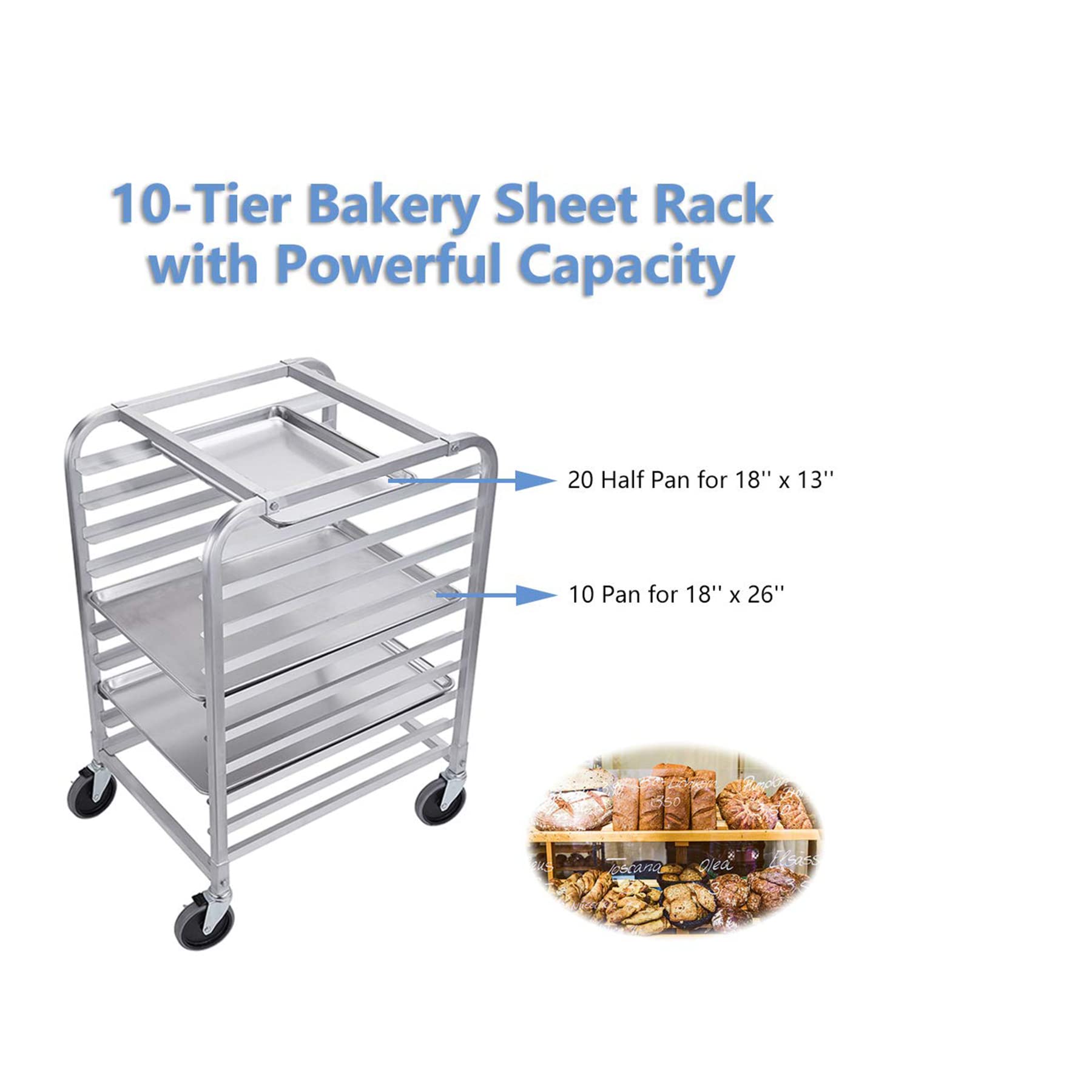 20 Tier Aluminum Bakery Rack With Wheels For Full Size Pans HALLY ...