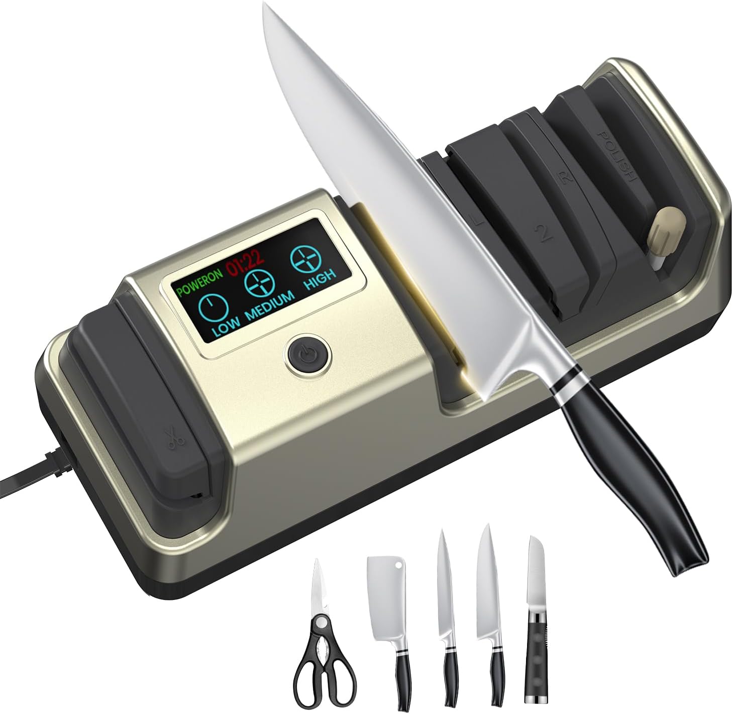 Amazon.com: All‑New 5 in 1 Electric Knife Sharpener with LCD Screen, 3 ...